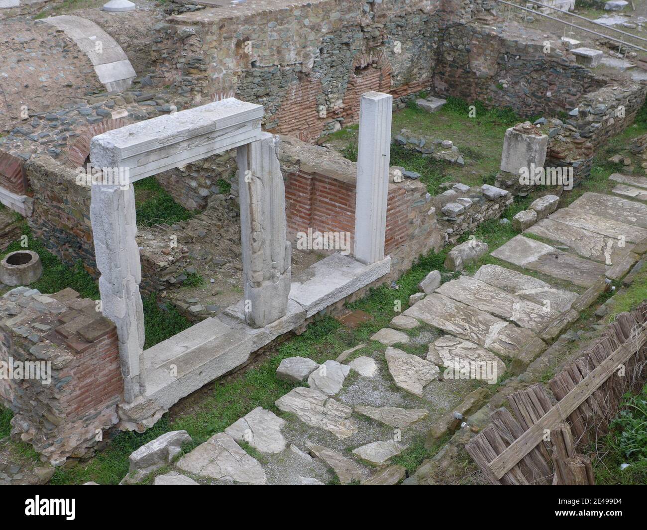 Ancient Roman Byzantine forum with arcade in Thessaloniki, Greece Stock ...