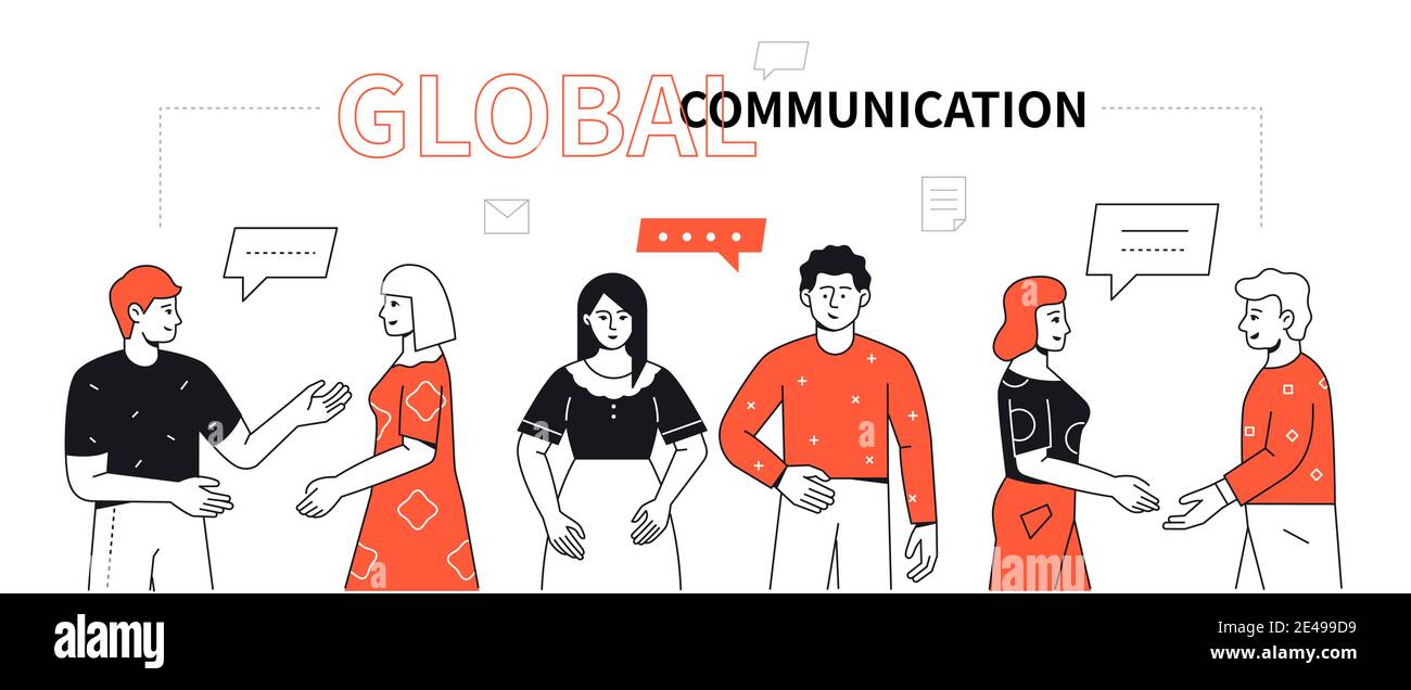 Global communication - modern line design style illustration on white ...