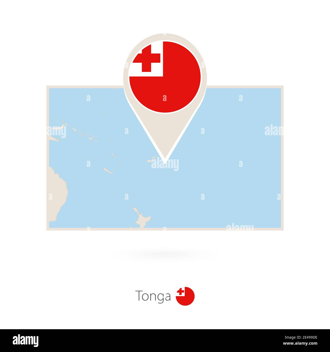 Rectangular map of Tonga with pin icon of Tonga Stock Vector Image ...