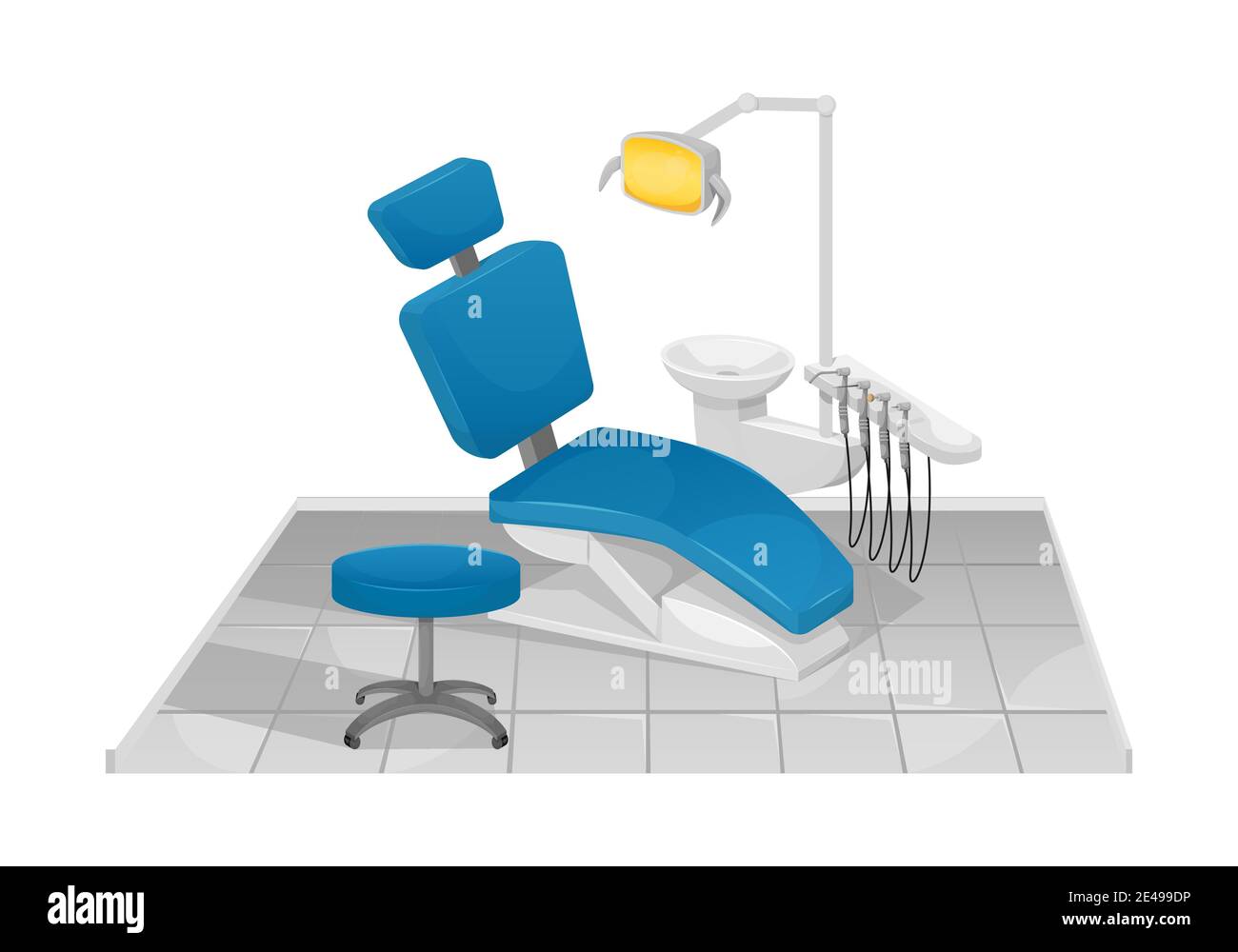 Vector illustration of a dental chair. Dentist's office. Dental clinic ...