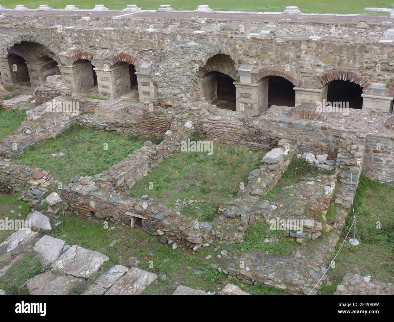 Ancient Roman Byzantine forum with arcade in Thessaloniki, Greece Stock ...