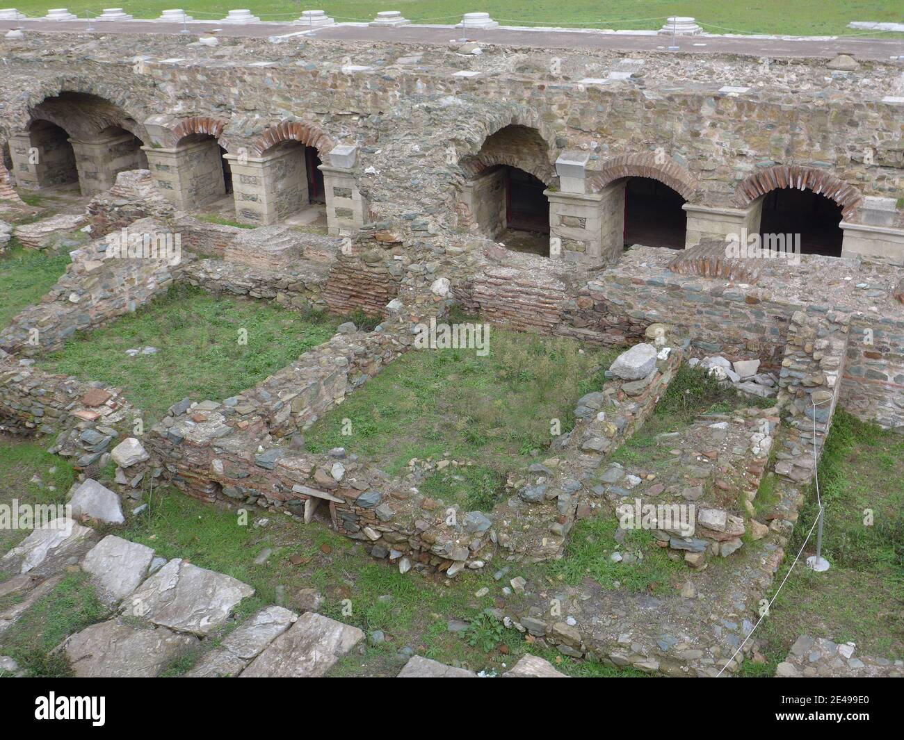 Ancient Roman Byzantine forum with arcade in Thessaloniki, Greece Stock ...