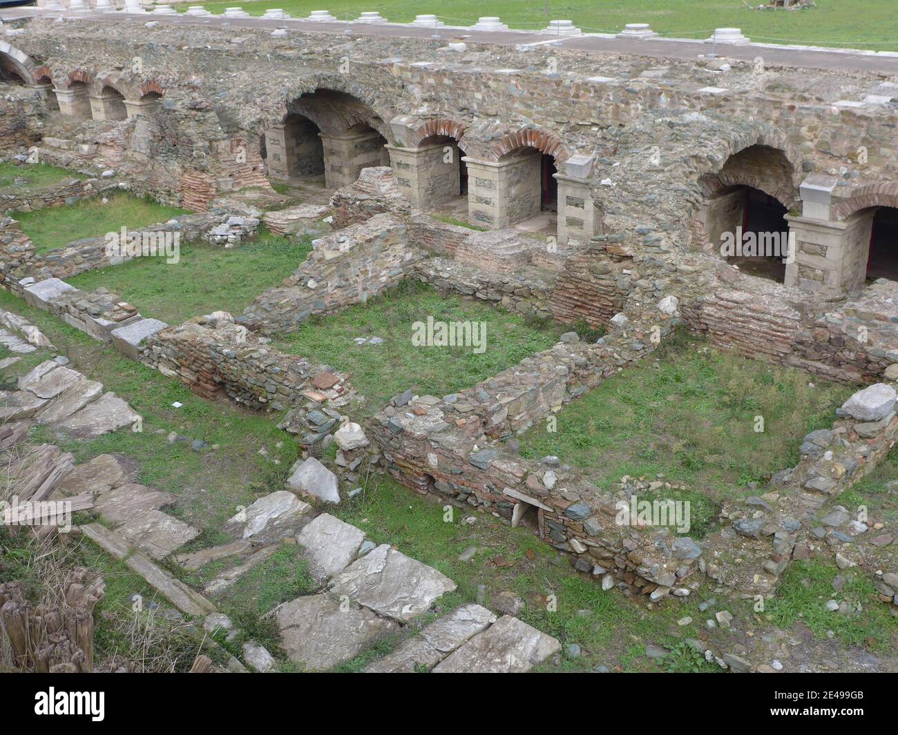 Ancient Roman Byzantine forum with arcade in Thessaloniki, Greece Stock ...