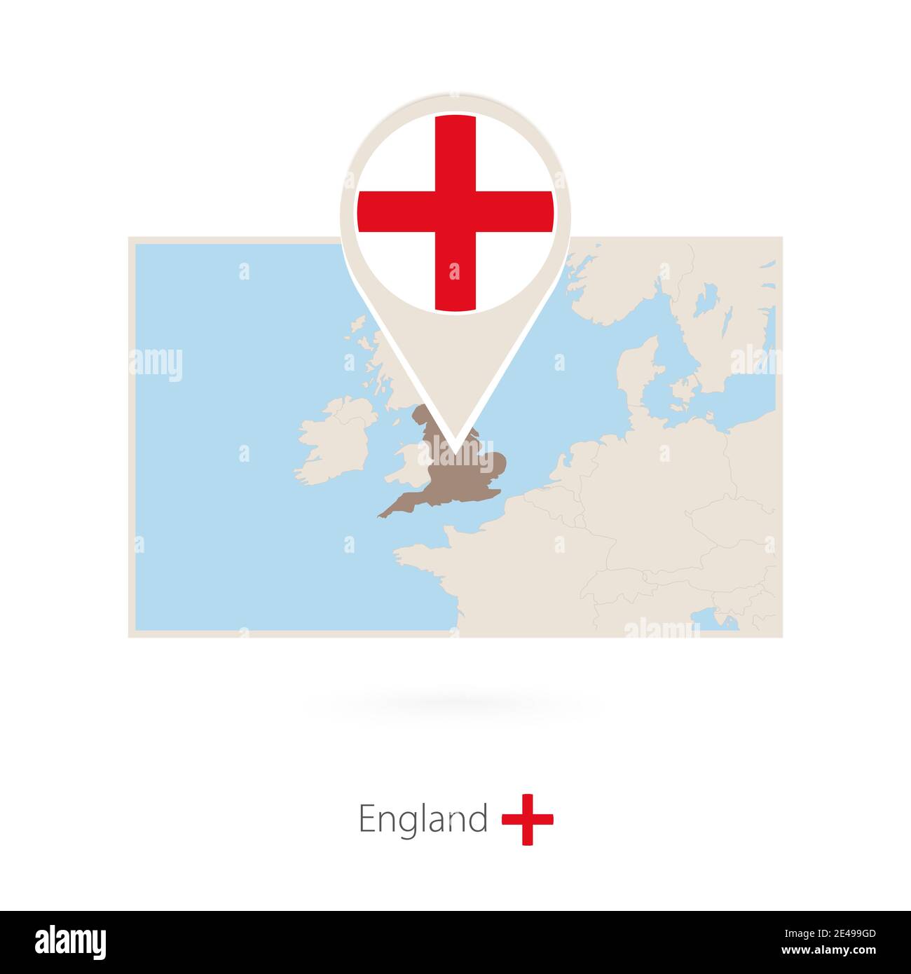 Rectangular map of England with pin icon of England Stock Vector Image ...