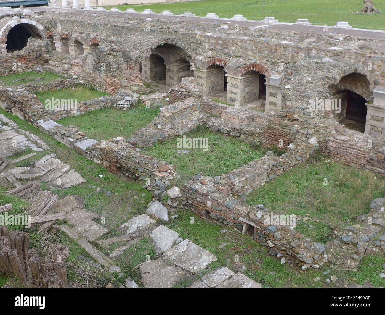 Ancient Roman Byzantine forum with arcade in Thessaloniki, Greece Stock ...