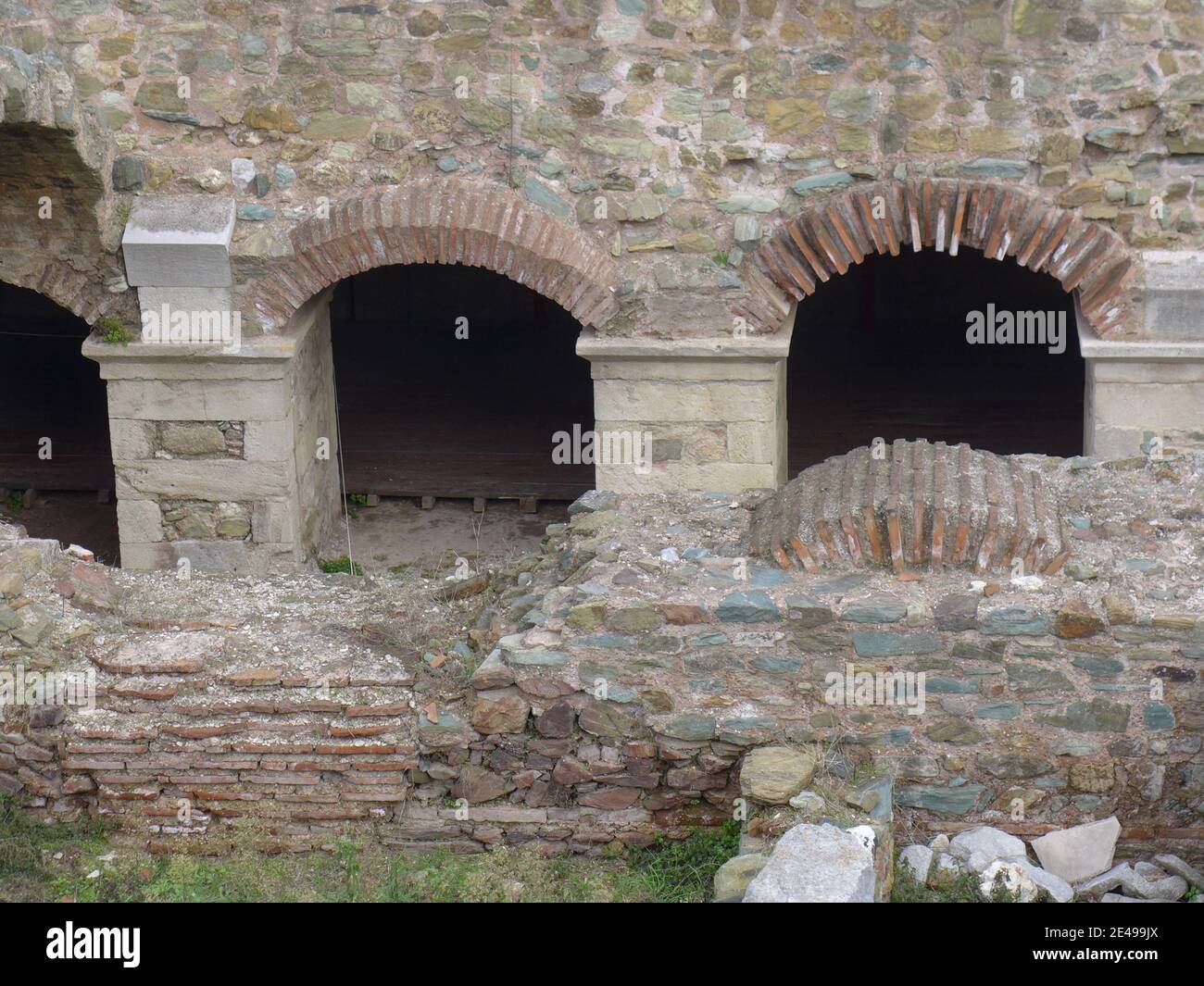 Ancient Roman Byzantine forum with arcade in Thessaloniki, Greece Stock ...
