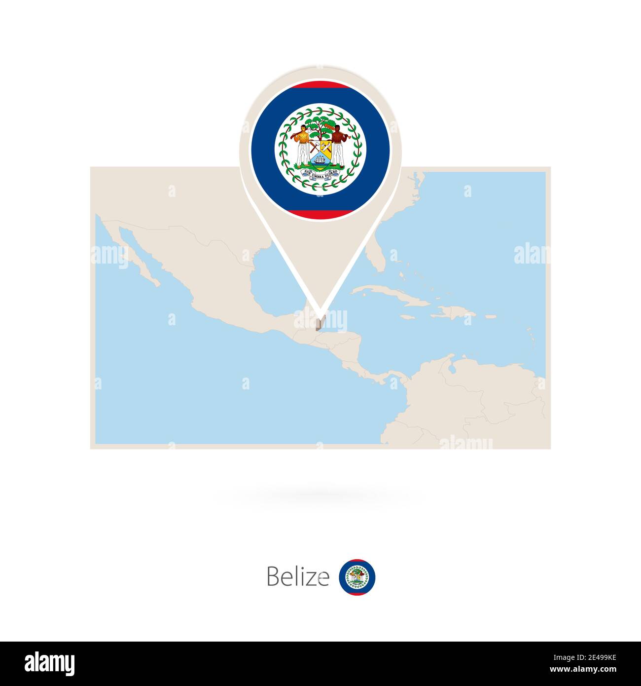 Rectangular map of Belize with pin icon of Belize Stock Vector Image ...