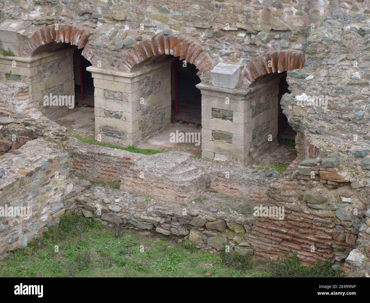 Ancient Roman Byzantine forum with arcade in Thessaloniki, Greece Stock ...