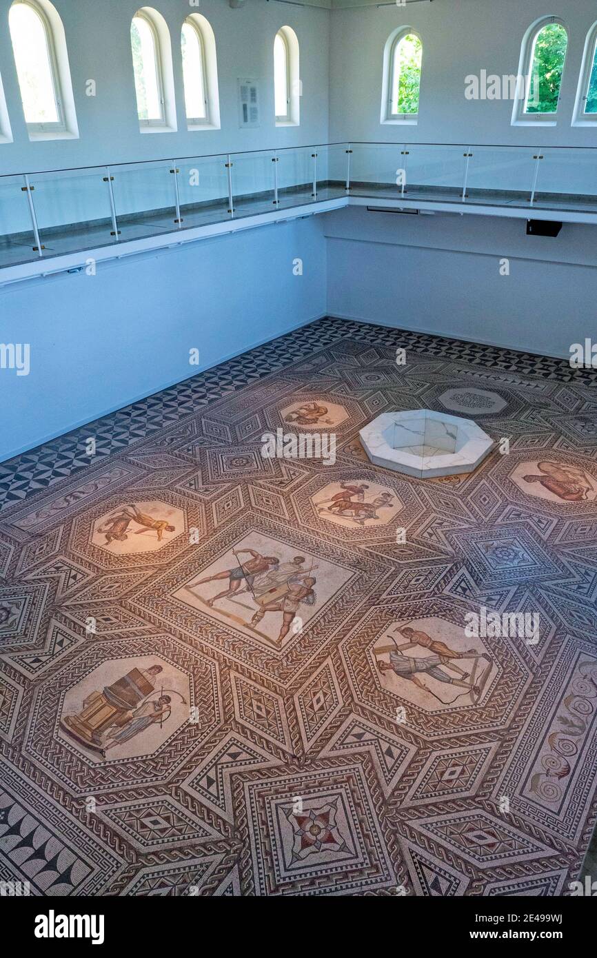 Mosaic floor in the Roman Villa Nennig, Perl-Nennig, Upper Moselle ...