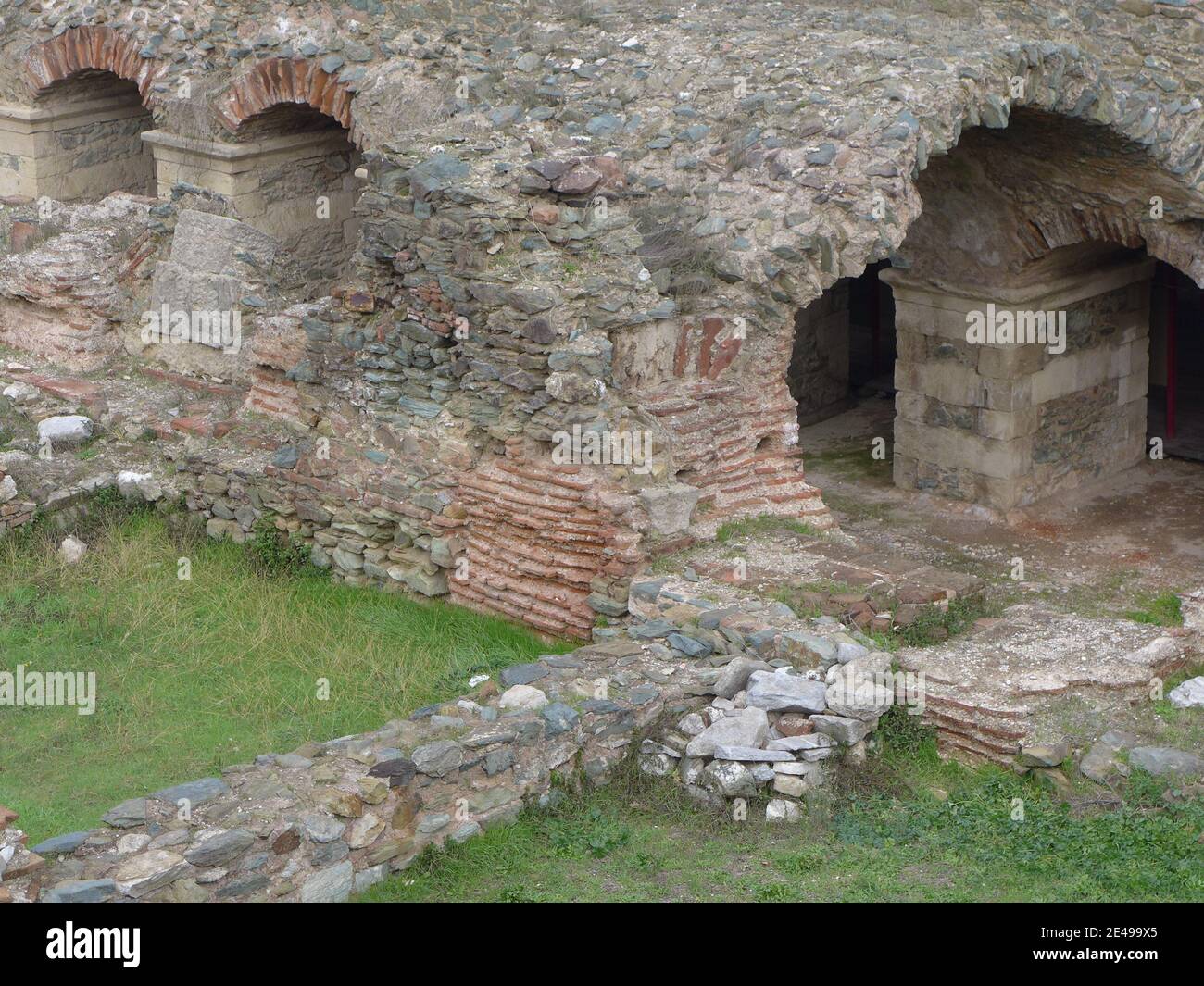 Ancient Roman Byzantine forum with arcade in Thessaloniki, Greece Stock ...
