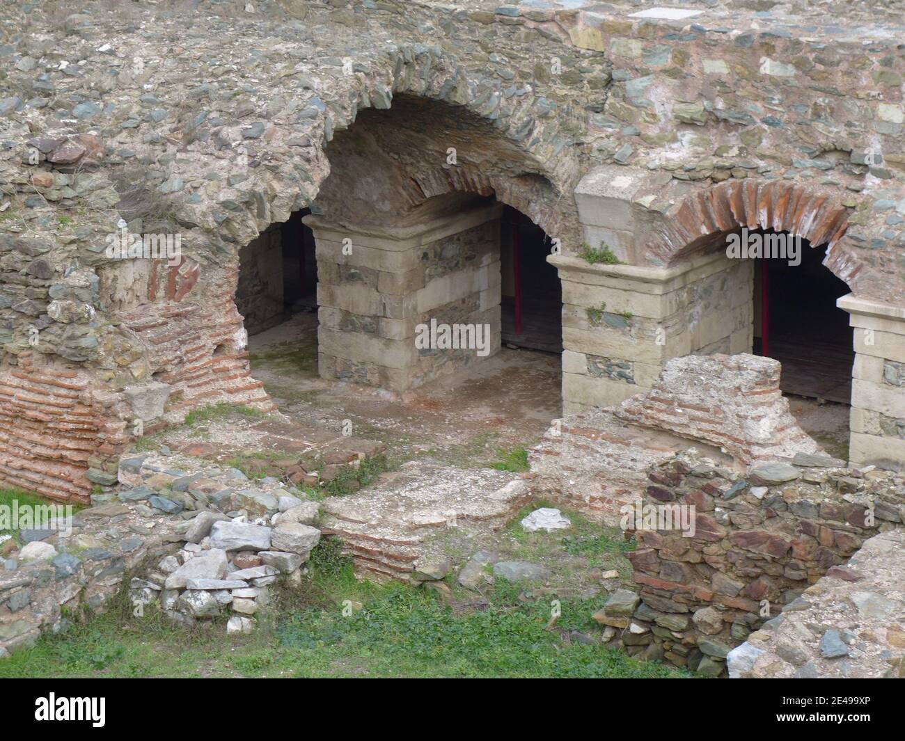 Ancient Roman Byzantine forum with arcade in Thessaloniki, Greece Stock ...