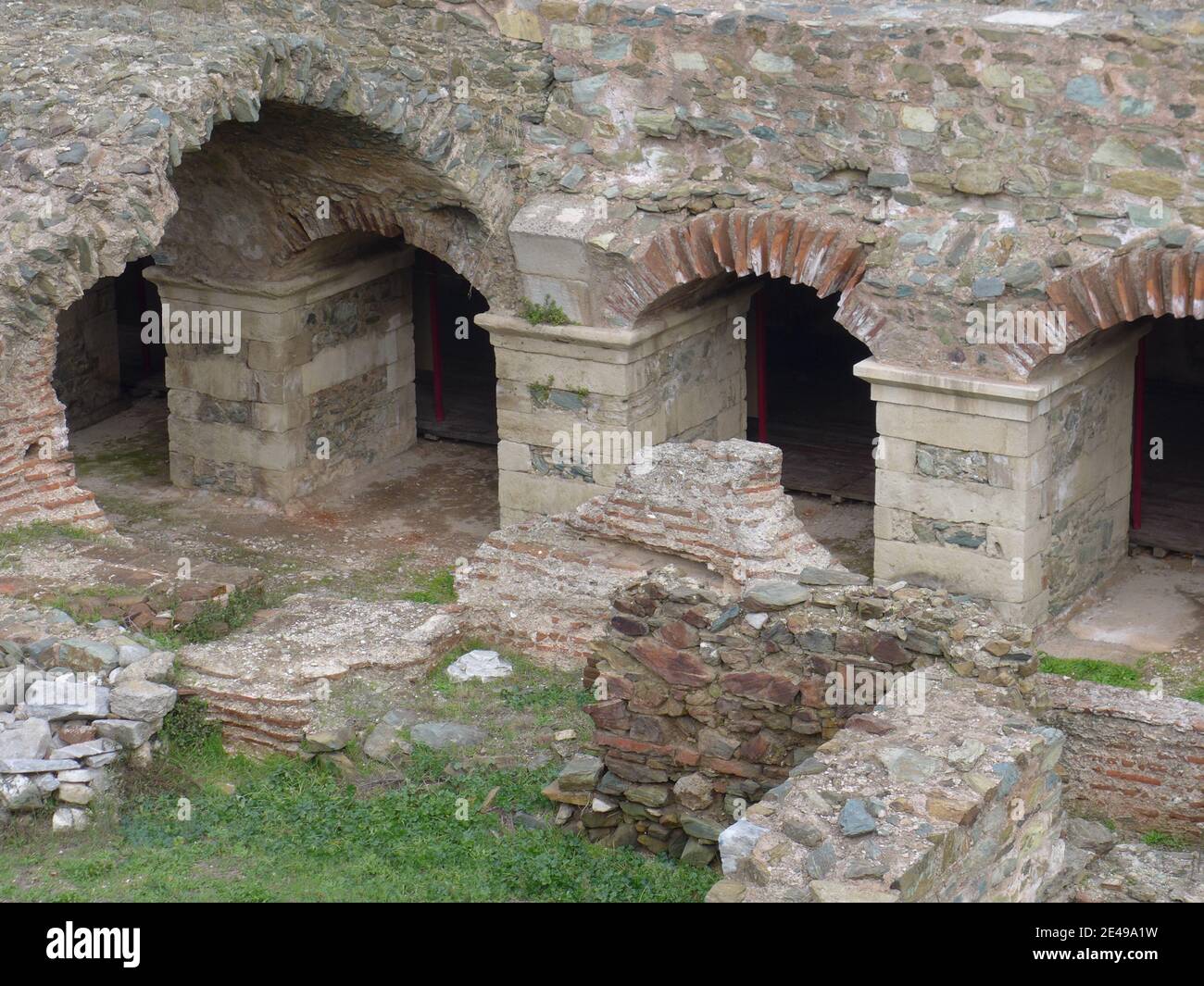 Ancient Roman Byzantine forum with arcade in Thessaloniki, Greece Stock ...