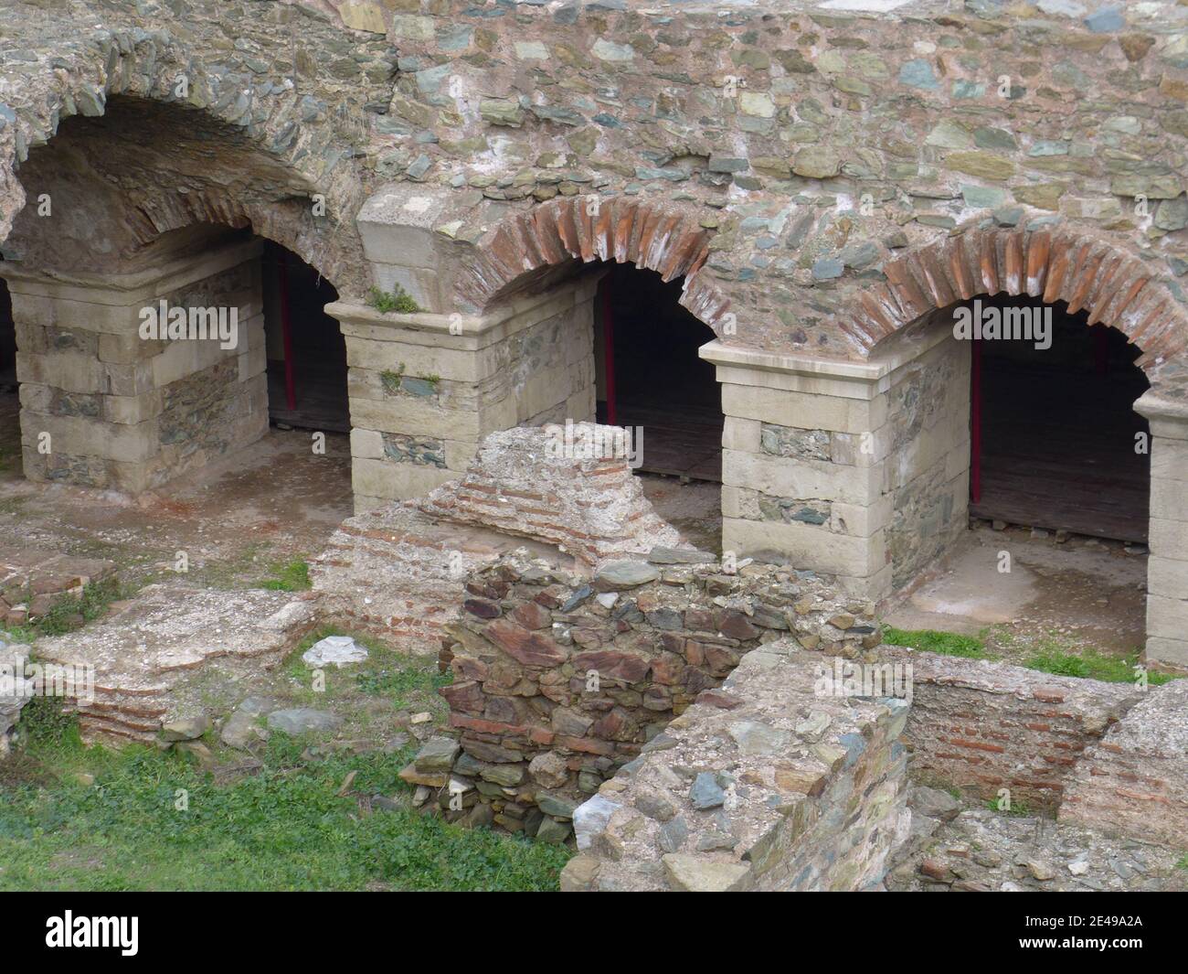 Ancient Roman Byzantine forum with arcade in Thessaloniki, Greece Stock ...