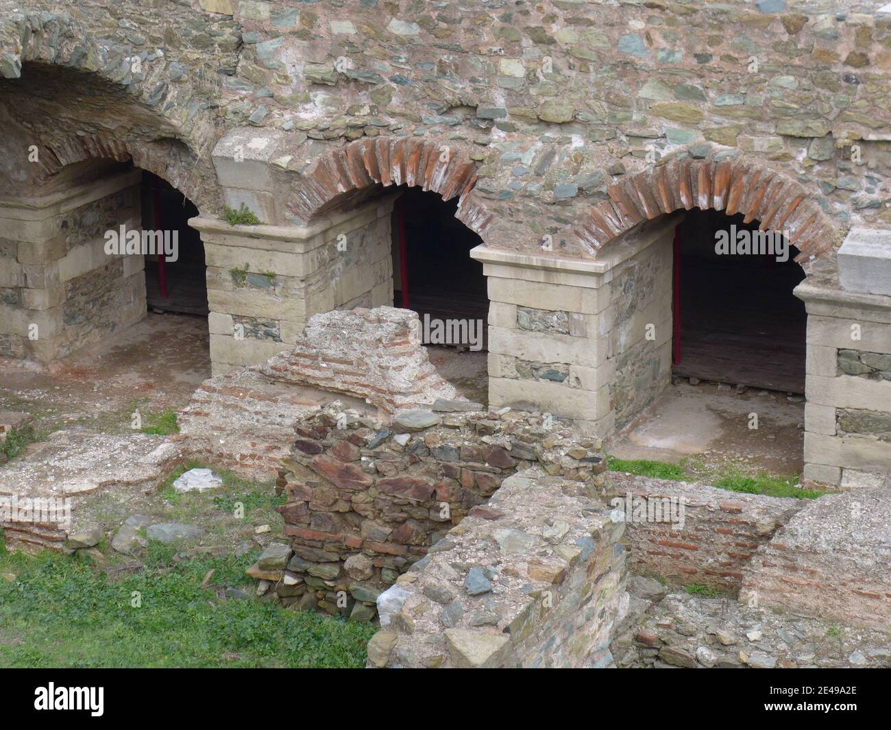 Ancient Roman Byzantine forum with arcade in Thessaloniki, Greece Stock ...