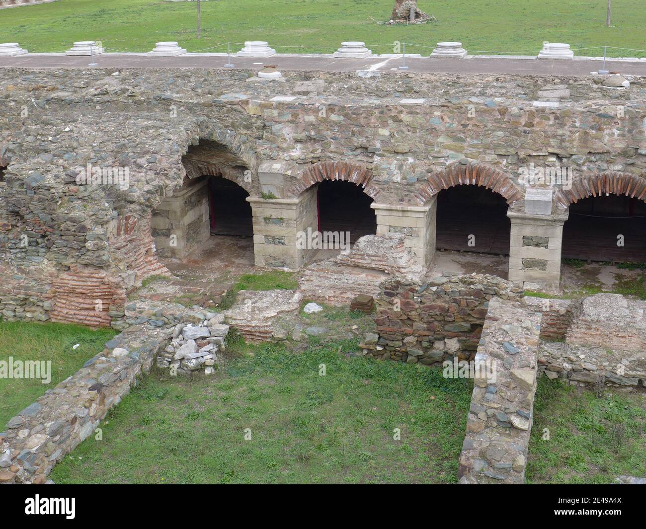 Ancient Roman Byzantine forum with arcade in Thessaloniki, Greece Stock ...