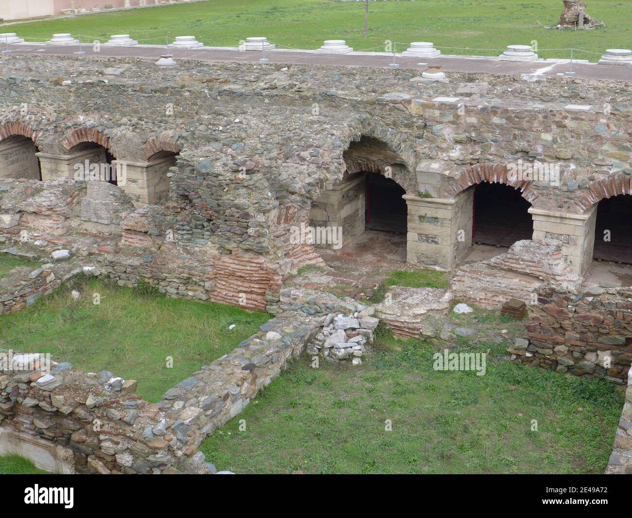 Ancient Roman Byzantine forum with arcade in Thessaloniki, Greece Stock ...
