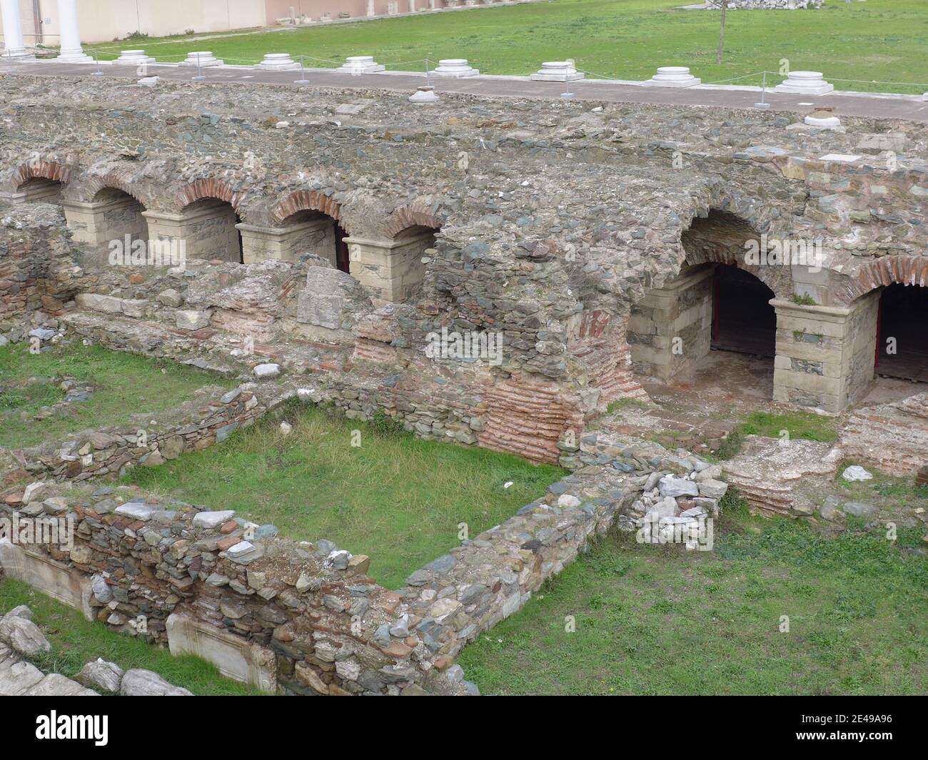 Ancient Roman Byzantine forum with arcade in Thessaloniki, Greece Stock ...