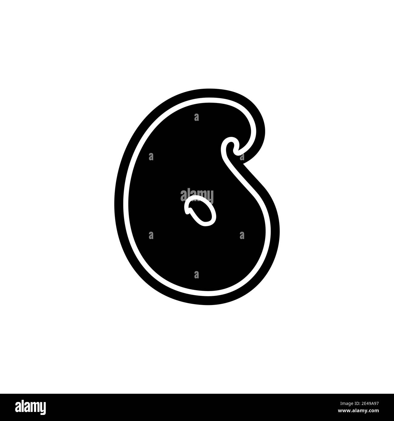 6 number six font decorative hand drawn lettering, vector numeral Stock ...