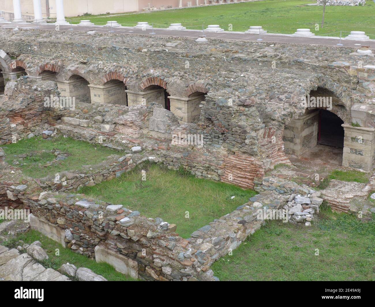 Ancient Roman Byzantine forum with arcade in Thessaloniki, Greece Stock ...