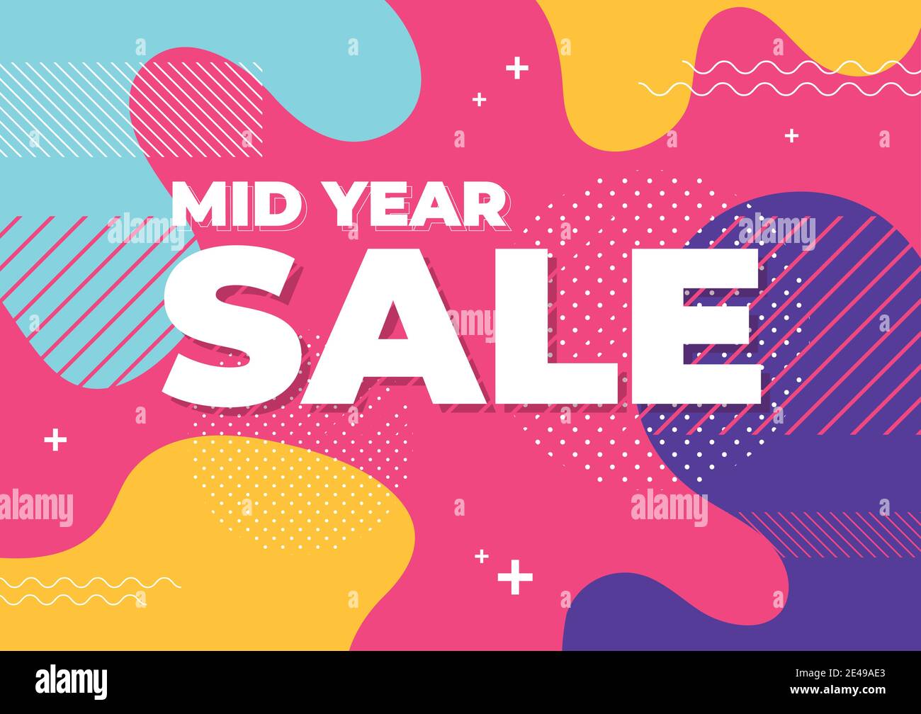 Mid year sale with abstract colorful geometric shapes background banner ...