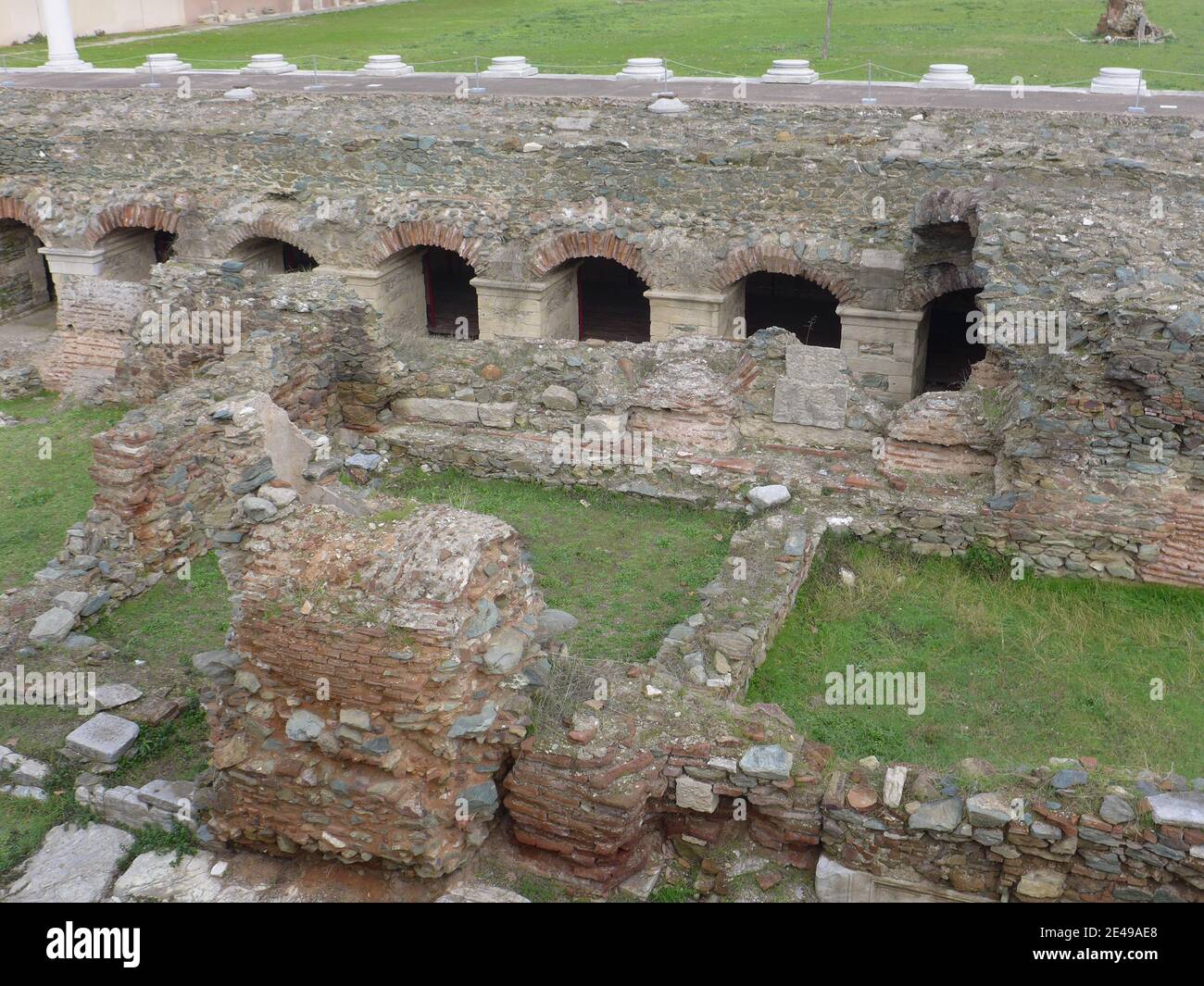 Ancient Roman Byzantine forum with arcade in Thessaloniki, Greece Stock ...