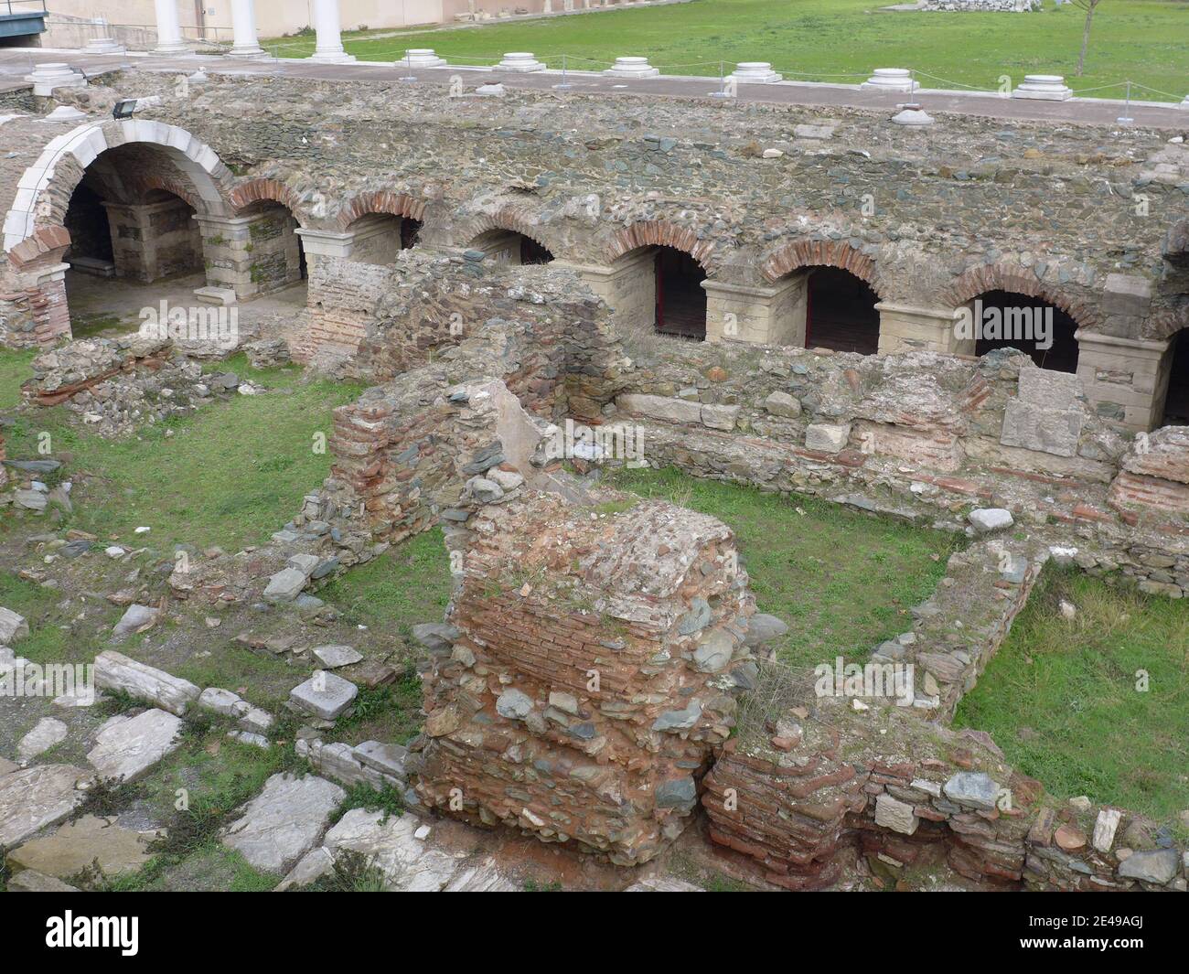 Ancient Roman Byzantine forum with arcade in Thessaloniki, Greece Stock ...