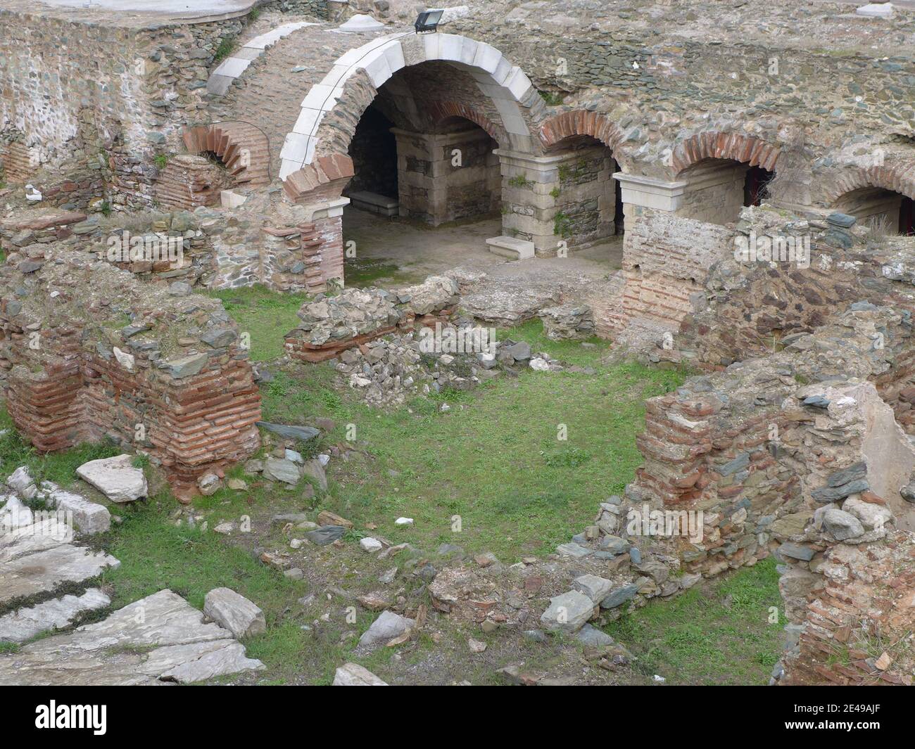 Ancient Roman Byzantine forum with arcade in Thessaloniki, Greece Stock ...