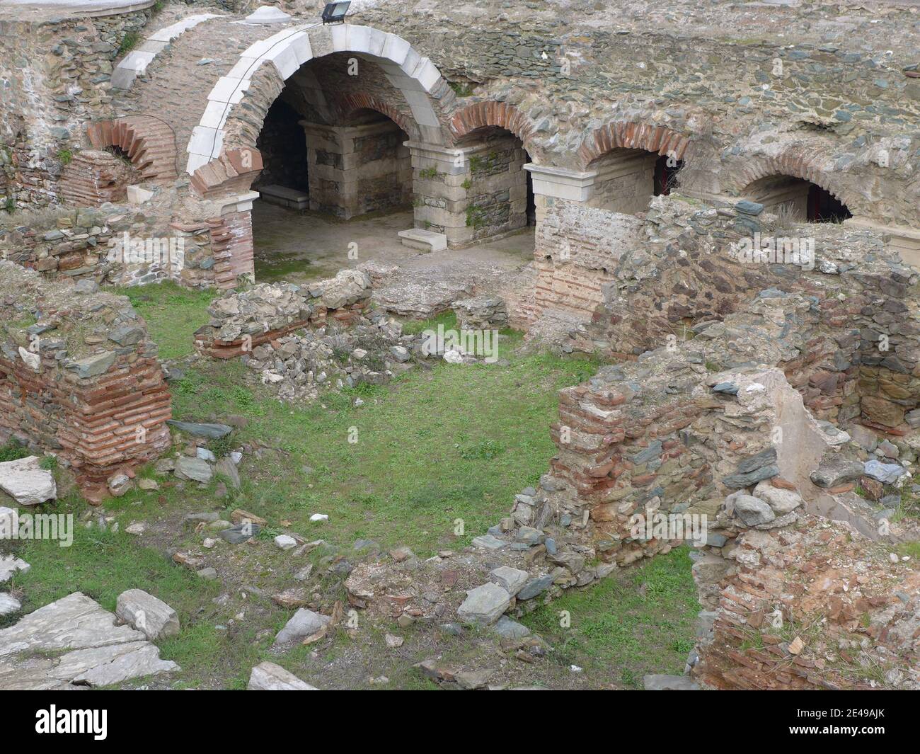 Ancient Roman Byzantine forum with arcade in Thessaloniki, Greece Stock ...