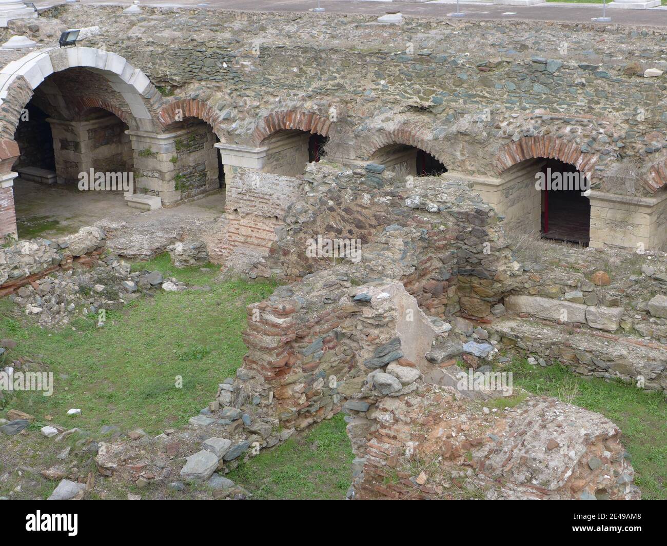 Ancient Roman Byzantine forum with arcade in Thessaloniki, Greece Stock ...