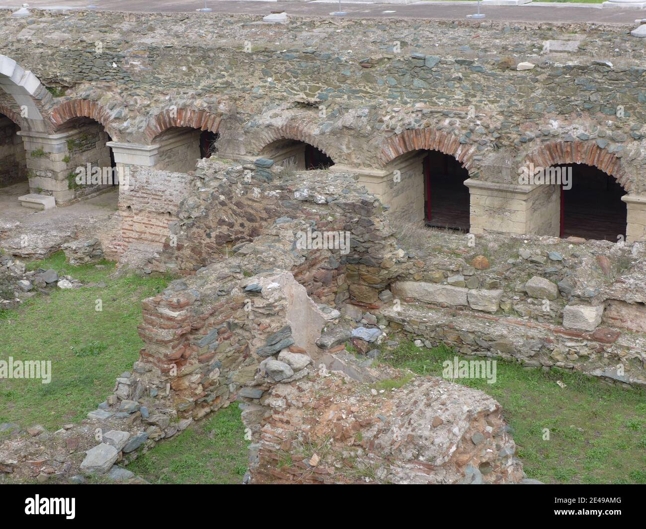 Ancient Roman Byzantine forum with arcade in Thessaloniki, Greece Stock ...