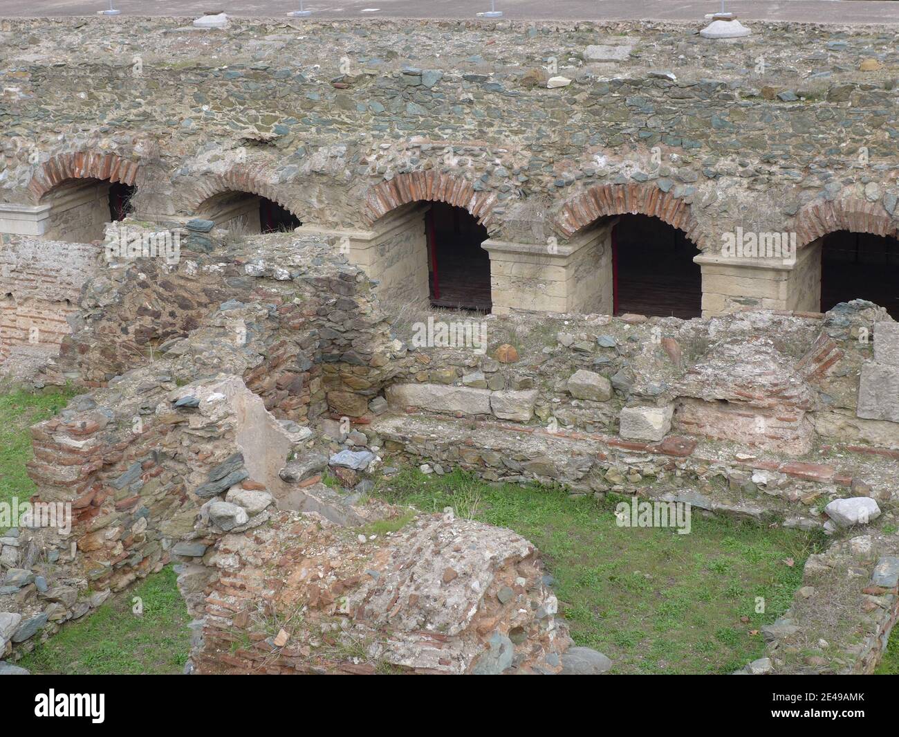 Ancient Roman Byzantine forum with arcade in Thessaloniki, Greece Stock ...