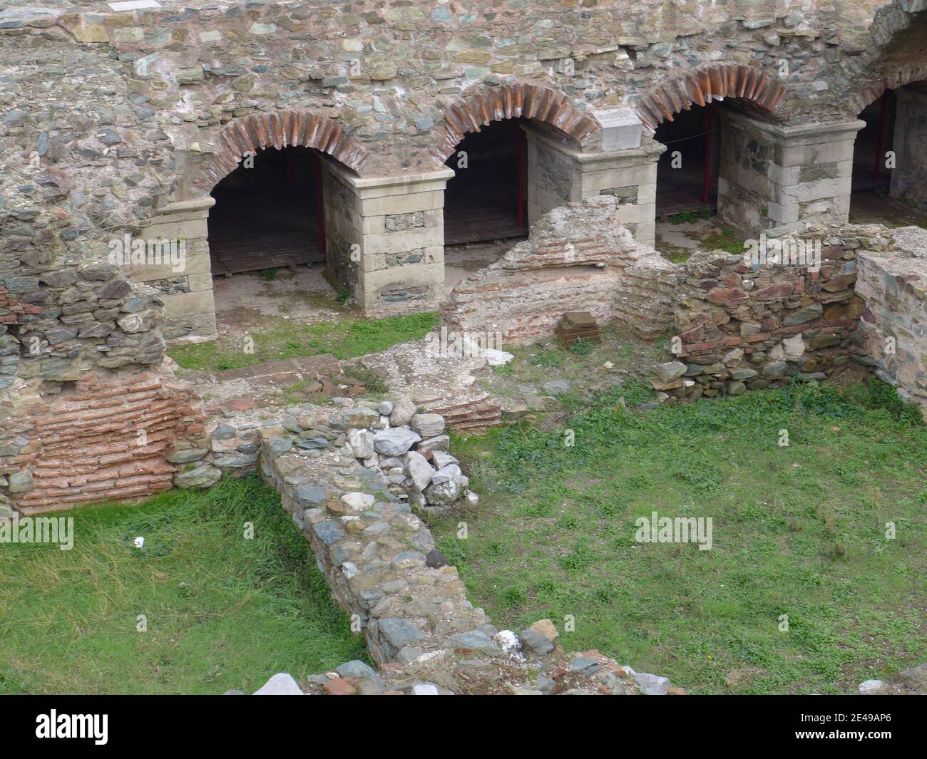 Ancient Roman Byzantine forum with arcade in Thessaloniki, Greece Stock ...