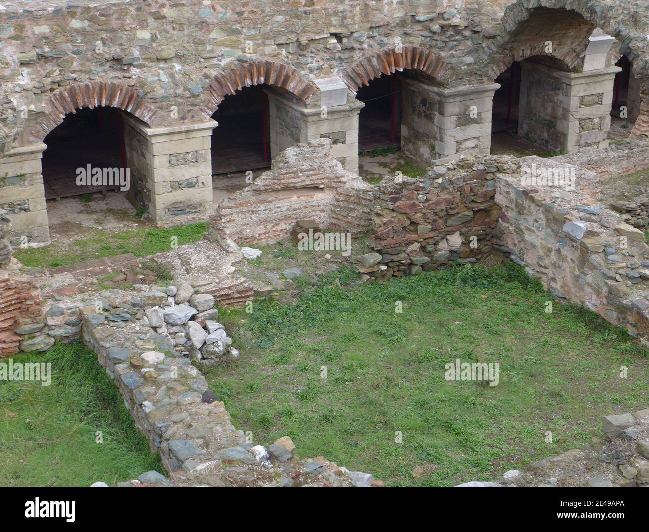 Ancient Roman Byzantine forum with arcade in Thessaloniki, Greece Stock ...