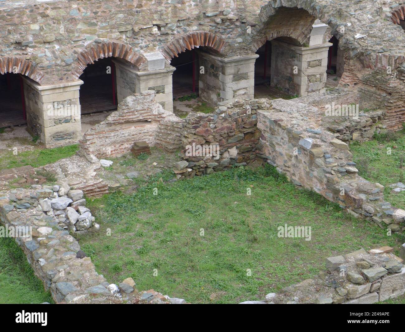 Ancient Roman Byzantine forum with arcade in Thessaloniki, Greece Stock ...