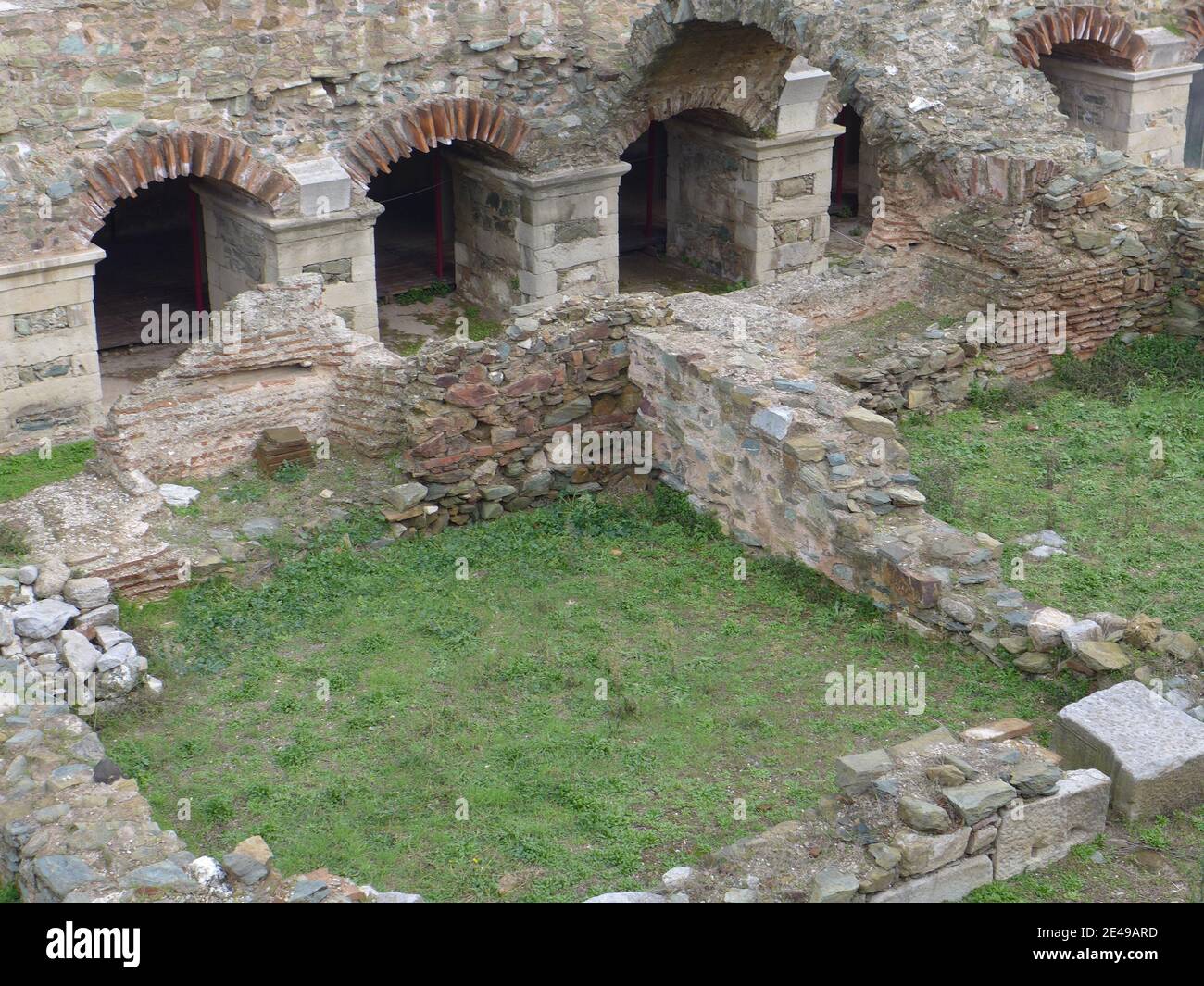 Ancient Roman Byzantine forum with arcade in Thessaloniki, Greece Stock ...