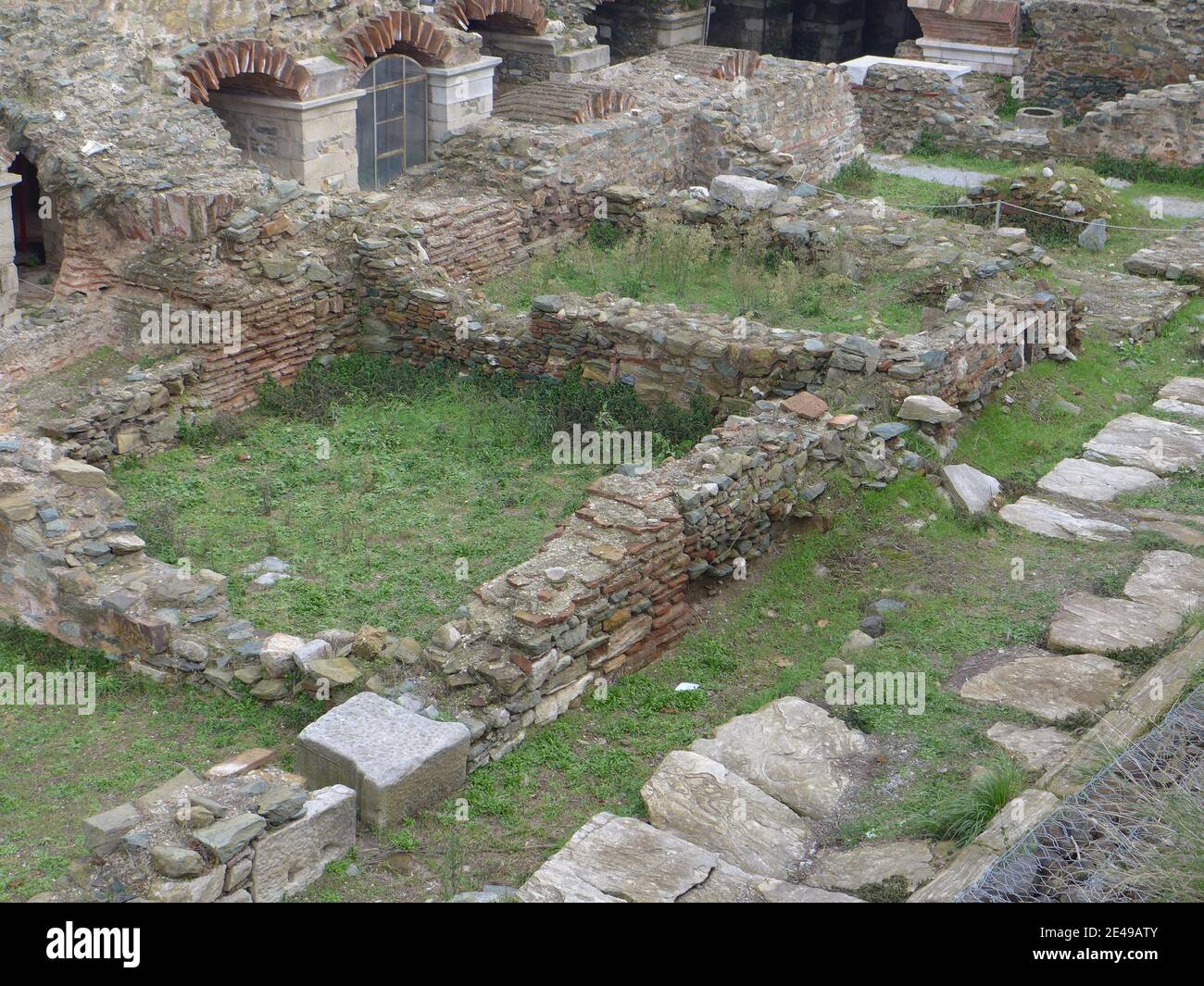 Ancient Roman Byzantine forum with arcade in Thessaloniki, Greece Stock ...