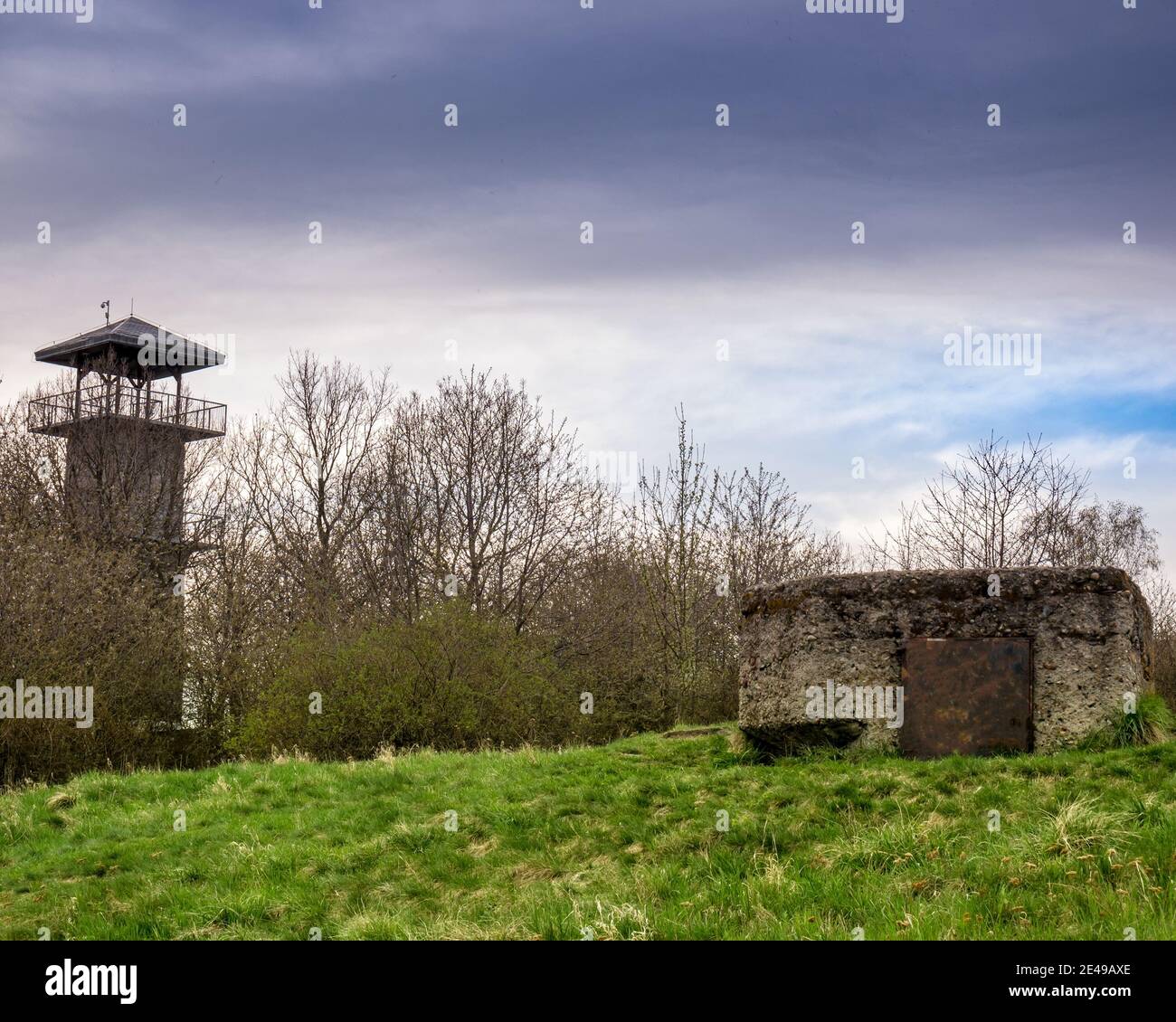 War concrete bunker(World War II) with a lookout tower in the ...