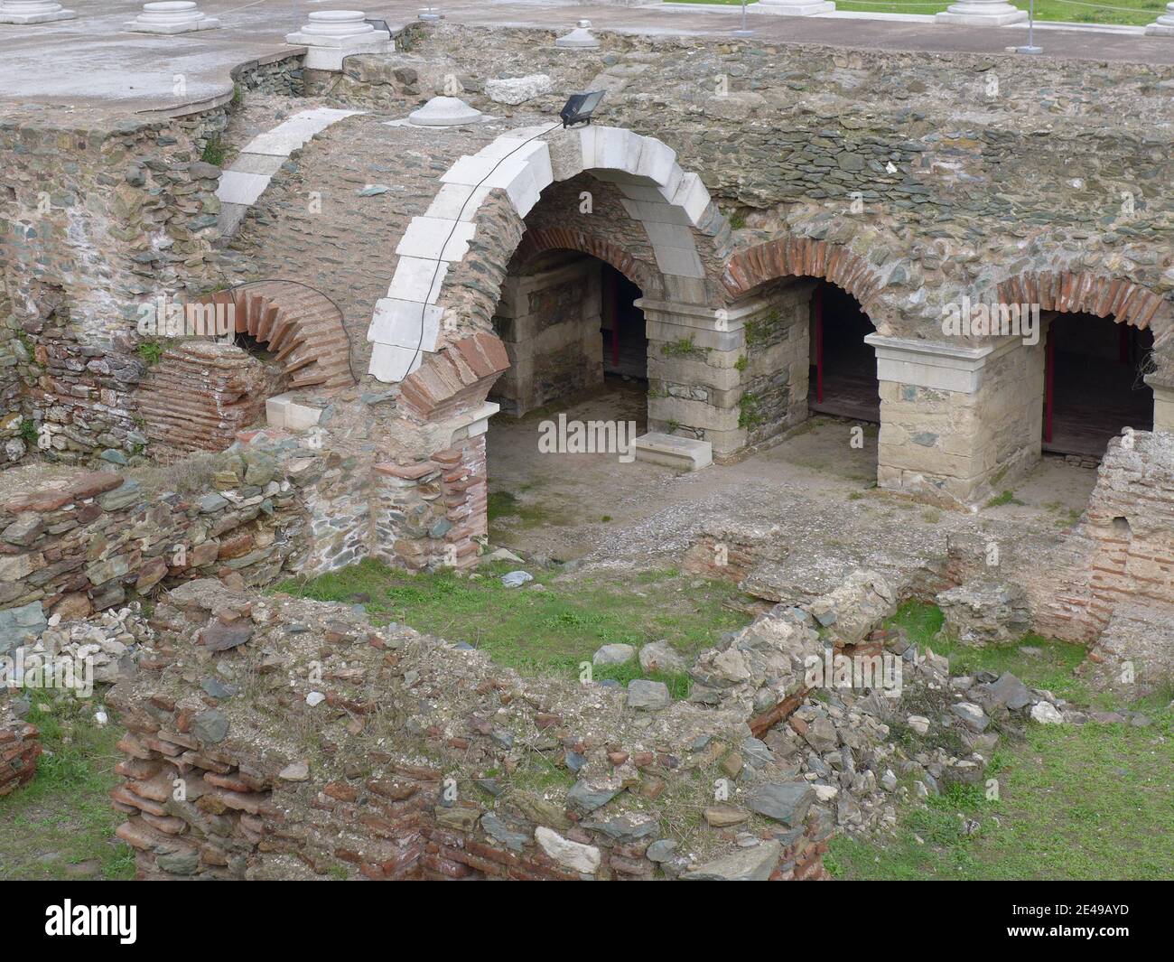 Ancient Roman Byzantine forum with arcade in Thessaloniki, Greece Stock ...