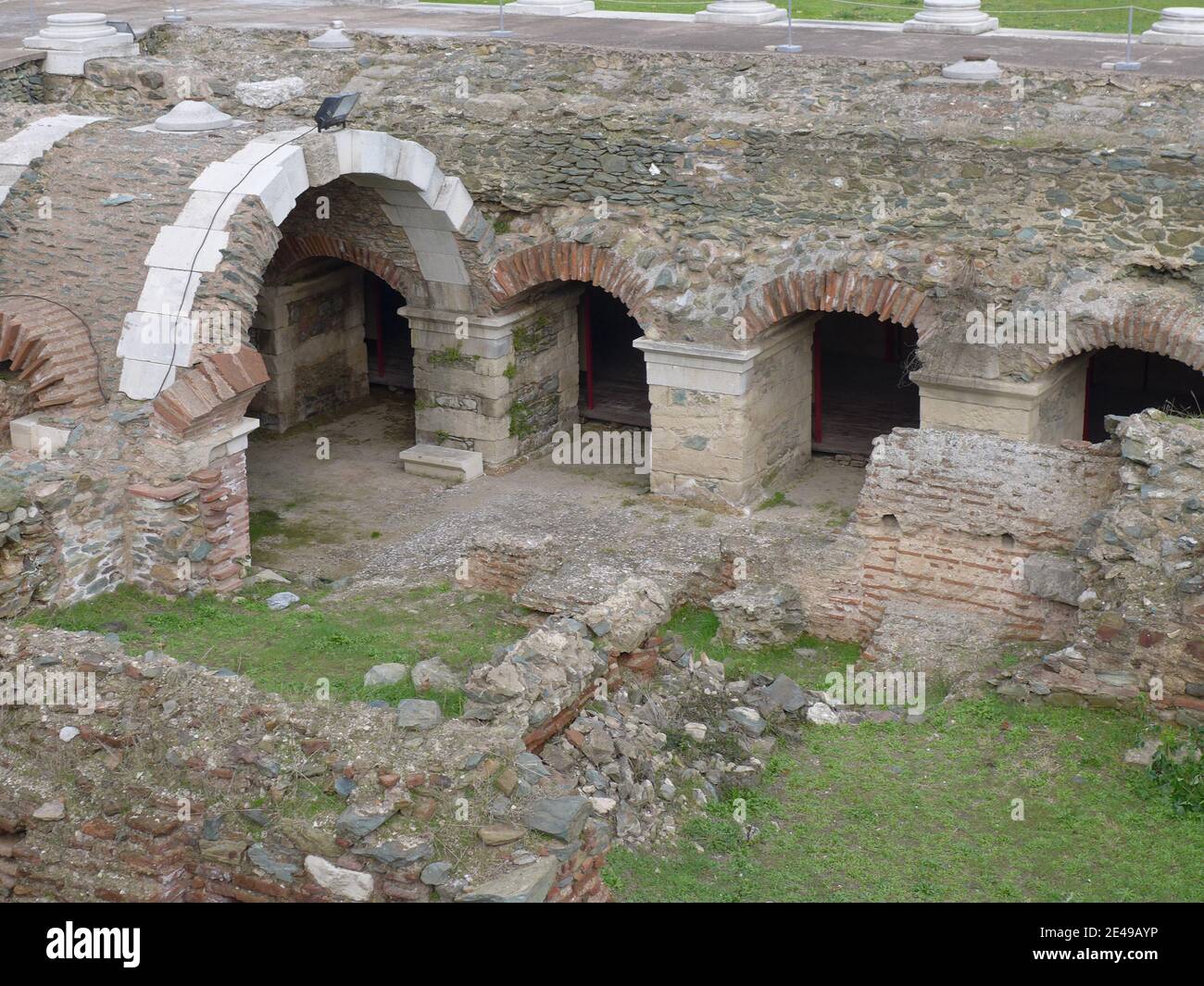 Ancient Roman Byzantine forum with arcade in Thessaloniki, Greece Stock ...