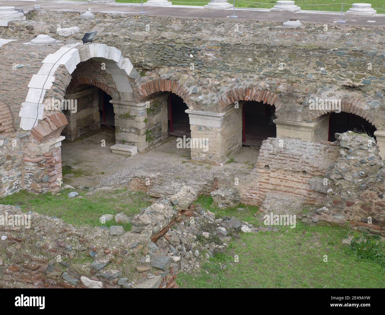 Ancient Roman Byzantine forum with arcade in Thessaloniki, Greece Stock ...