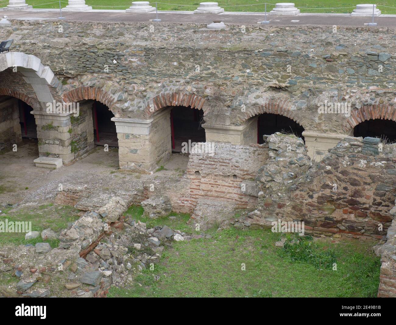 Ancient Roman Byzantine forum with arcade in Thessaloniki, Greece Stock ...