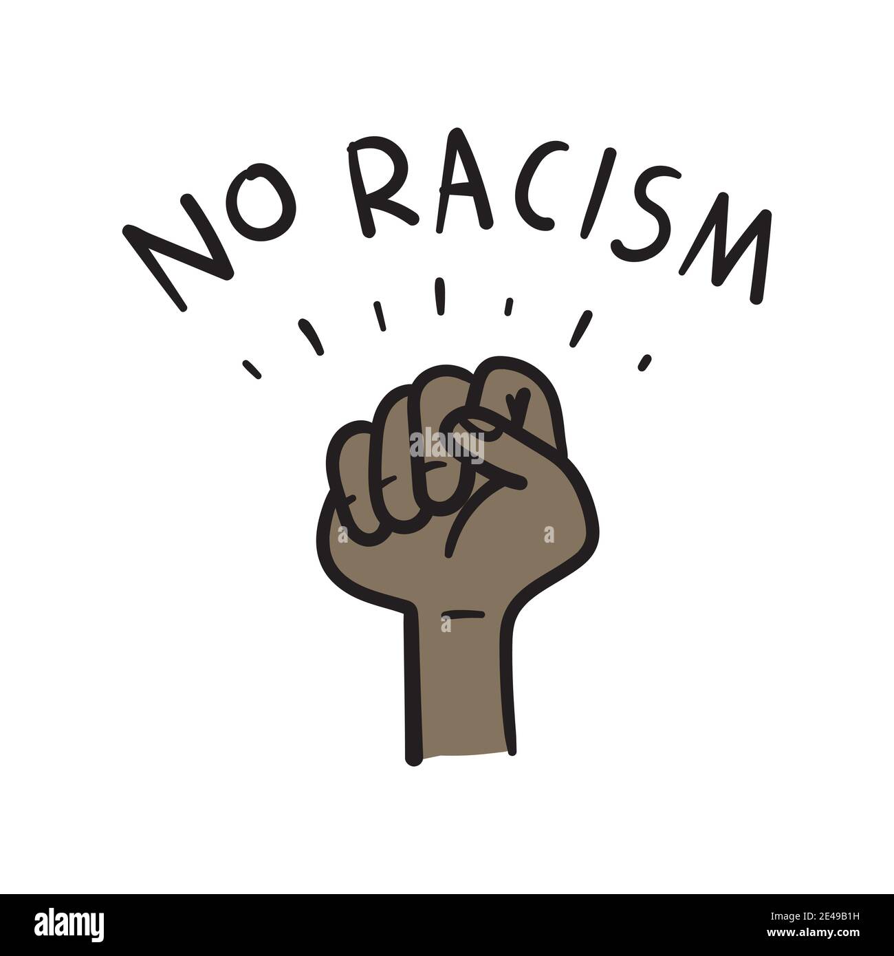No racism. Text message for protest action hand drawn doodle Stock ...
