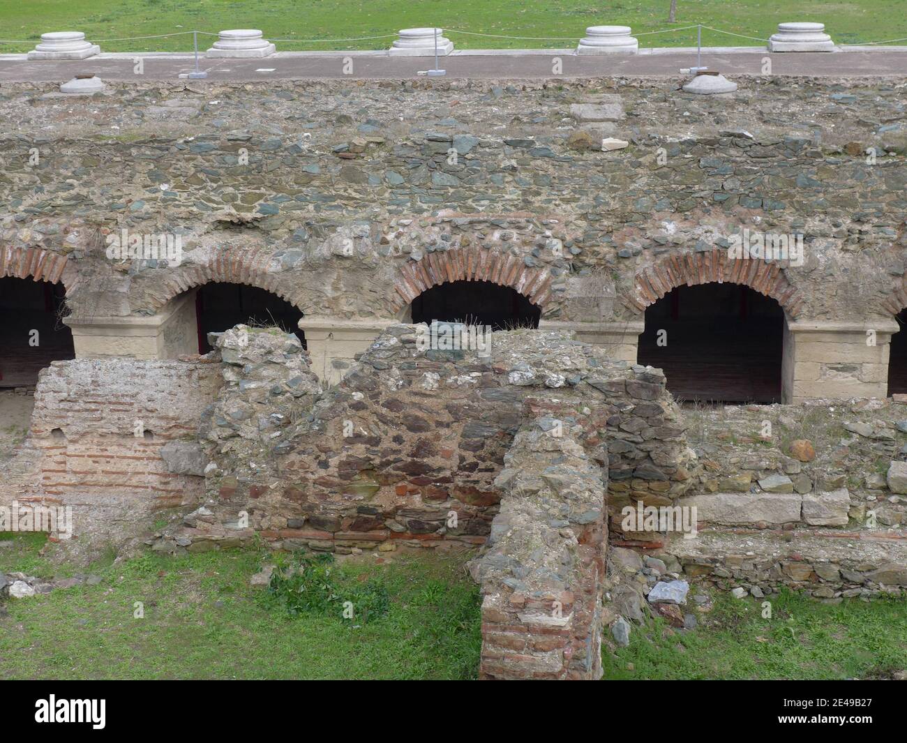 Ancient Roman Byzantine forum with arcade in Thessaloniki, Greece Stock ...