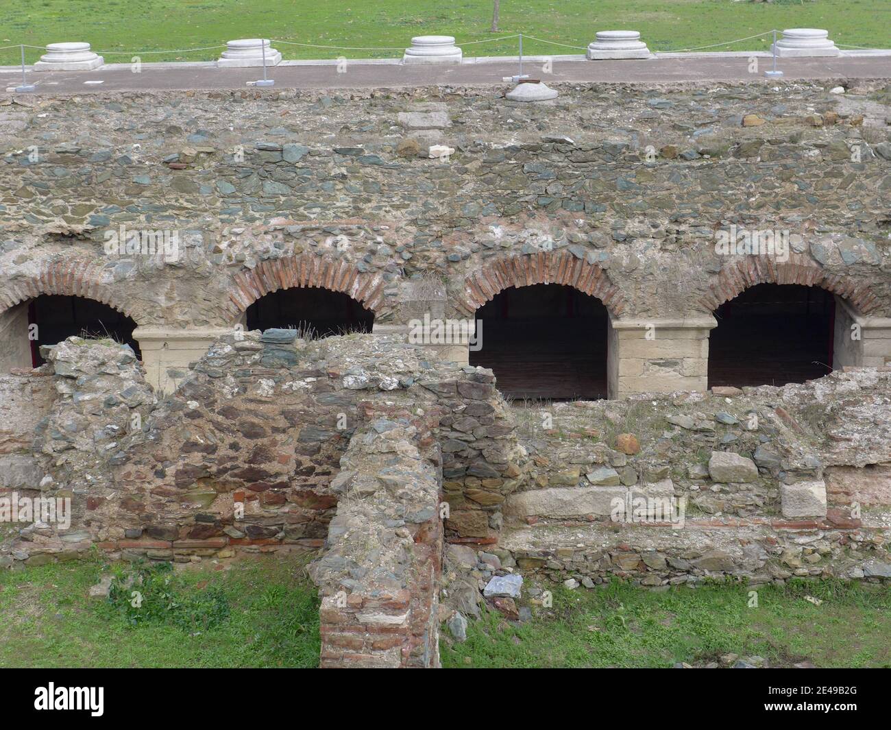 Ancient Roman Byzantine forum with arcade in Thessaloniki, Greece Stock ...