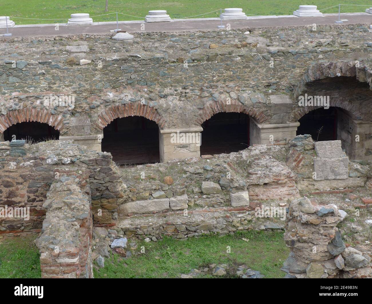 Ancient Roman Byzantine forum with arcade in Thessaloniki, Greece Stock ...
