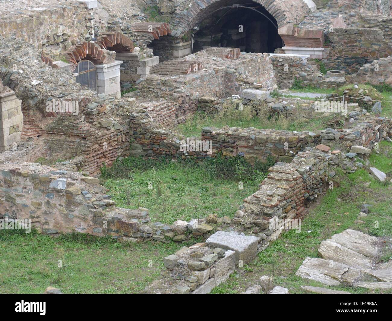 Ancient Roman Byzantine forum with arcade in Thessaloniki, Greece Stock ...