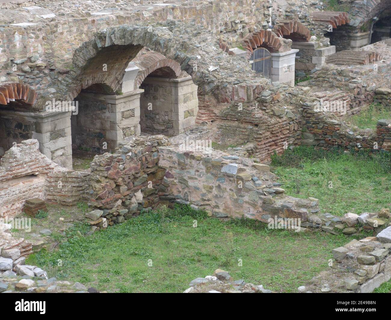 Ancient Roman Byzantine forum with arcade in Thessaloniki, Greece Stock ...