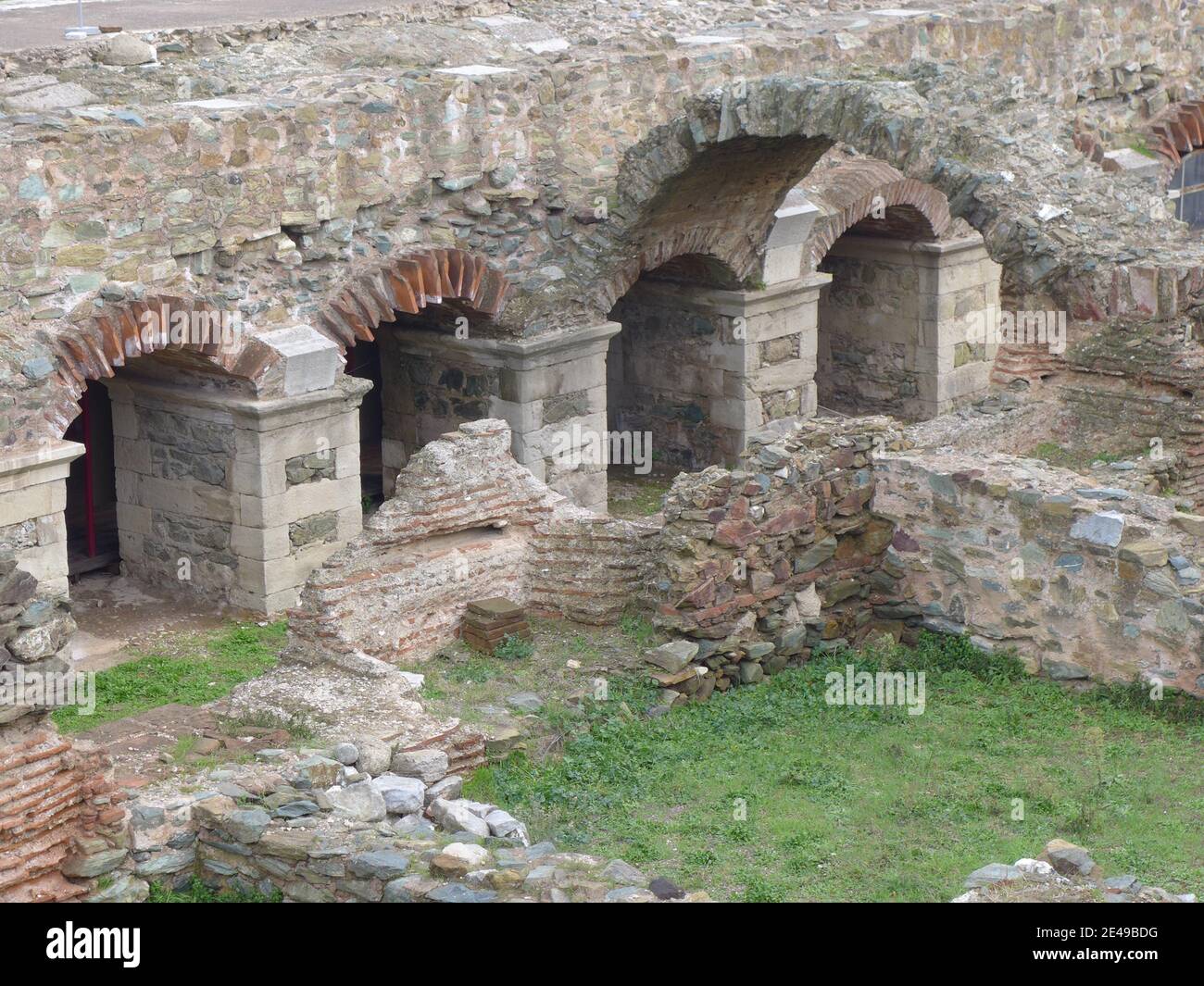 Ancient Roman Byzantine forum with arcade in Thessaloniki, Greece Stock ...