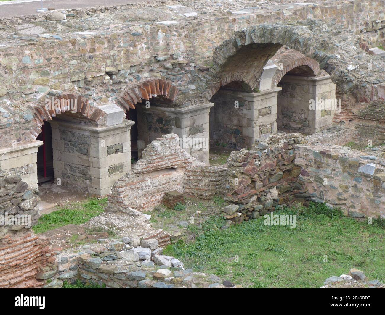 Ancient Roman Byzantine forum with arcade in Thessaloniki, Greece Stock ...