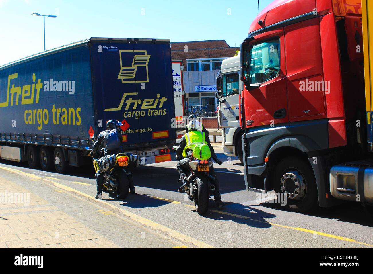 Heavy traffic at A20 road at Dover,Kent United Kingdom,July 2016 Stock ...